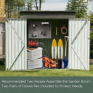 onesaimei 6×4 FT Outdoor Storage Shed, Waterproof Metal Tool Shed & Steel Garden Shed with Lockable Door for Backyard, Patio, Lawn