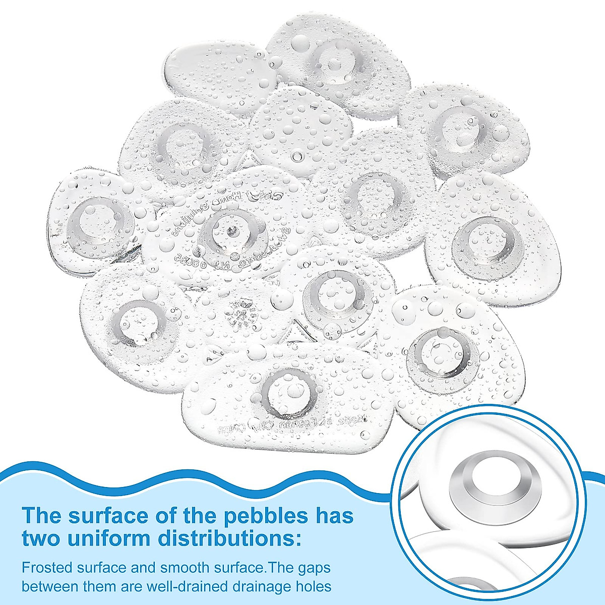 12 Counts Pebble Bath Treads Bathtub Non Slip Stickers Pebble Bath Mat Non Slip Bath Tub and Shower Mat with Suction Cups, Machine Washable (Transparent)