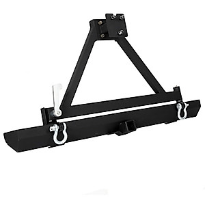 DTREEL Rear Bumper with Tire Carrier & D-Ring Fits YJ & TJ (Black, Iron Steel)