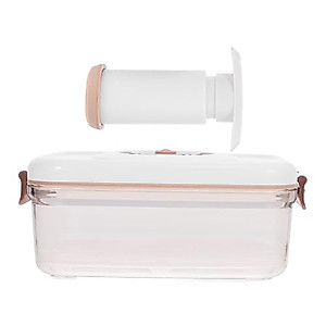 VOSAREA Airtight Food Storage Containers Large 1.2l Hand Pump Sealed Lunch Box for Flour Sugar Crisper Storage Box for Fruits