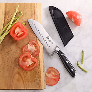 Cangshan ALPS Series 502742 German Steel Forged 7-inch Santoku Knife with Sheath, Black