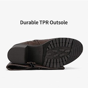 DREAM PAIRS Women's Brown Chunky Heel Knee High Boots Size 9 M US Chai-1