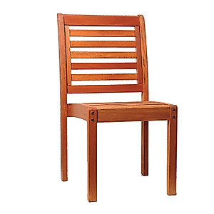 Amazonia Leeds 2-Piece Stackable Side Chair | Eucalyptus Wood | Ideal for Outdoors and Indoors