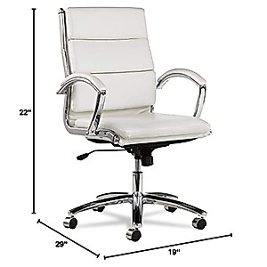 Alera ALENR4206 Neratoli Series Mid-Back Slim Faux Leather Chair - White/Chrome