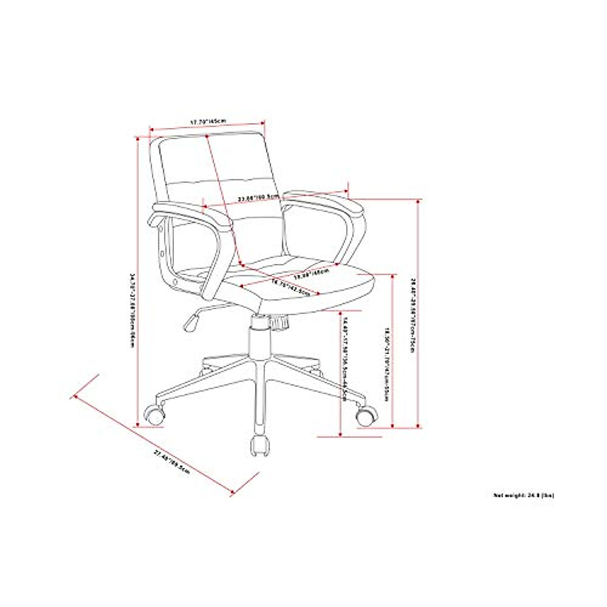 SIMPLIHOME Brewer Swivel Adjustable Executive Computer Office Chair in Distressed Black Faux Leather, for the Office and Study, Contemporary