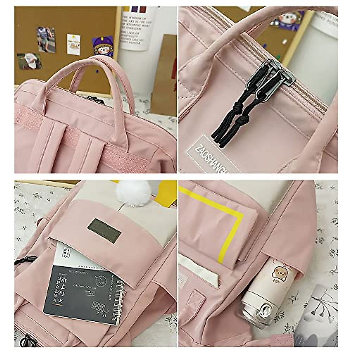 Kawaii Backpack with Kawaii Pin and Accessories Duck Pendant, Lovely Bookbag School Backpack Cute Aesthetic for Teen Girls Women (Green)