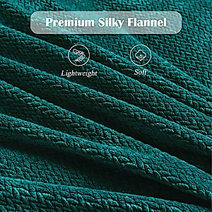 NEWCOSPLAY Super Soft Throw Blanket Premium Silky Flannel Fleece Leaves Pattern Lightweight Blanket All Season Use (Dark Teal, Throw(50"x60"))