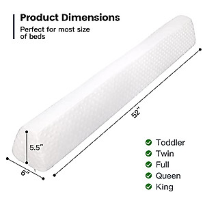 YENING Baby Bed Bumpers for Toddlers Foam Bed Guard Rail for Kids Bed Toddler Bed Bumper for Twin Full Queen King Size Bed White, 1-Pack