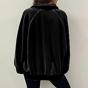 Sweatshirt for Women Turn Collar Button Lantern Sleeve Tops Trendy T Shirts for Women Loose Fit Pullover Tops Dressy Comfy Shirts Black