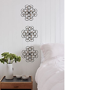 Remenna Metal Wall Art- Metal Flower Scroll Wall Art Decor Rustic Wall Decor for Bedroom Bathroom Living room Outdoor Garden… (Flower Scroll Wall Art)