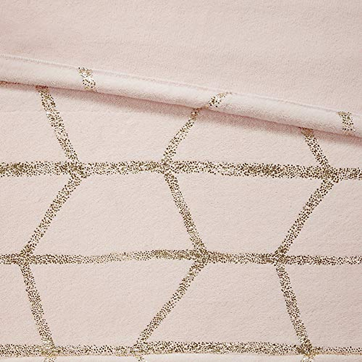 Sleep Philosophy True North Raina Electric Blanket Plush Throws-Low EMF-50" x 60"-Metallic Geometric Print Cozy Soft-3-Setting Heat Controller-5 Years Warranty, 50X60 Inches, Blush