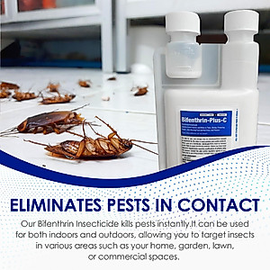 Bifenthrin-Plus-C Insecticide (16 oz) - Roach Killer Indoor Infestation, Termite Treatment, Ant Control & Wasp Spray - Home Defense Pest Control, Residential, Commercial, and Industrial Use