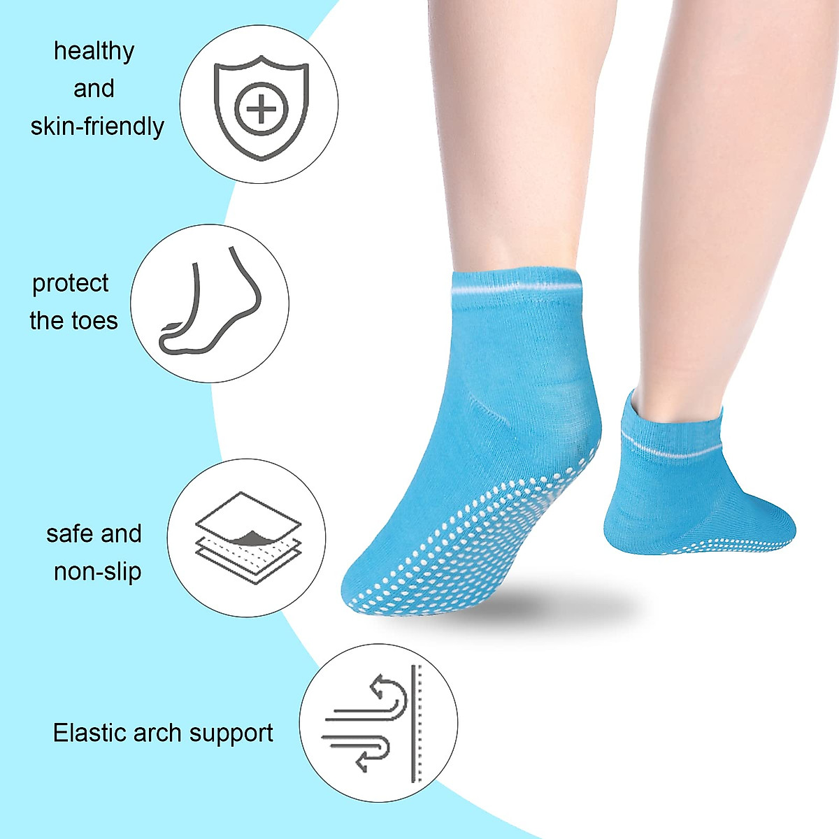 SAIJINZHI 8pairs Unisex Non Slip Grip Socks with Cushion for Pilates Yoga Socks,Socks With Grippers for Women Pilates Socks With Grips (Fabric, Multicolor)