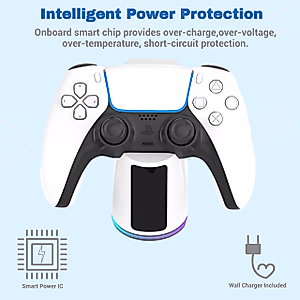 PS5 Charging Dock w/Fast 3A USB-C Power & RGB Base