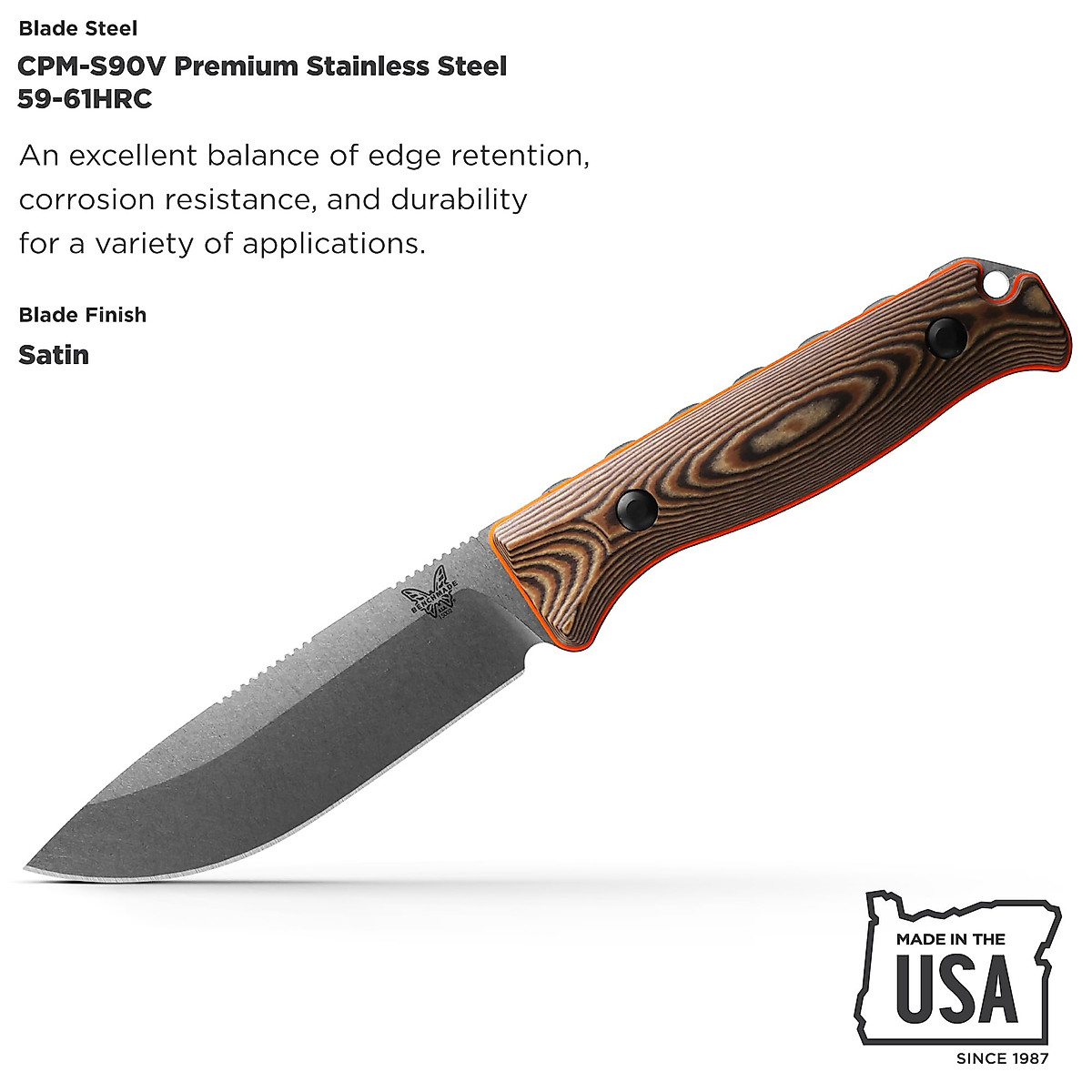 Benchmade - Saddle Mountain 15002 Hunting Knife with Orange G10 Handle (15002-1)
