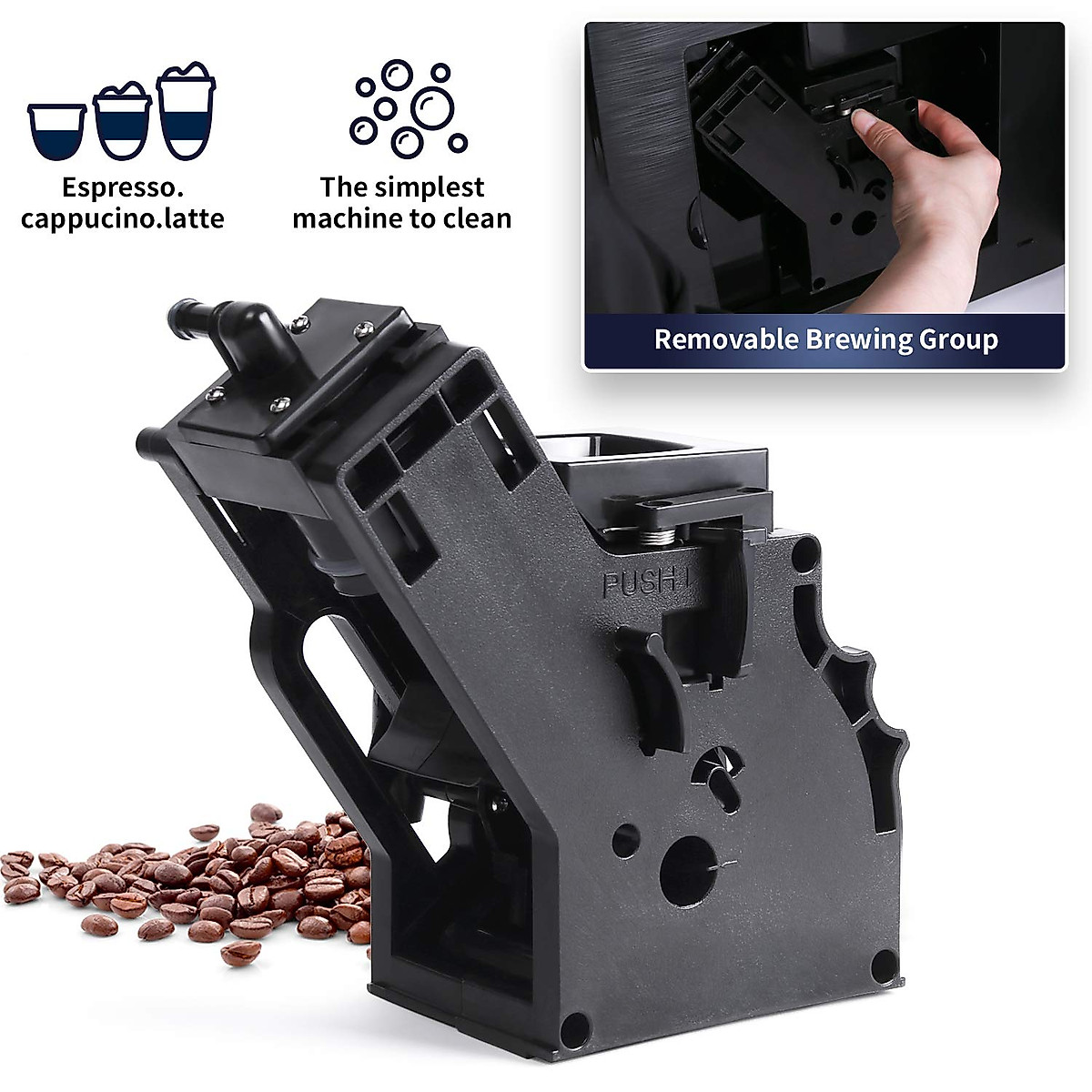 Hipresso Super Fully Automatic Espresso Coffee Machine-7" HD TFT Touchscreen with Milk Frother 19 Bar Pressure