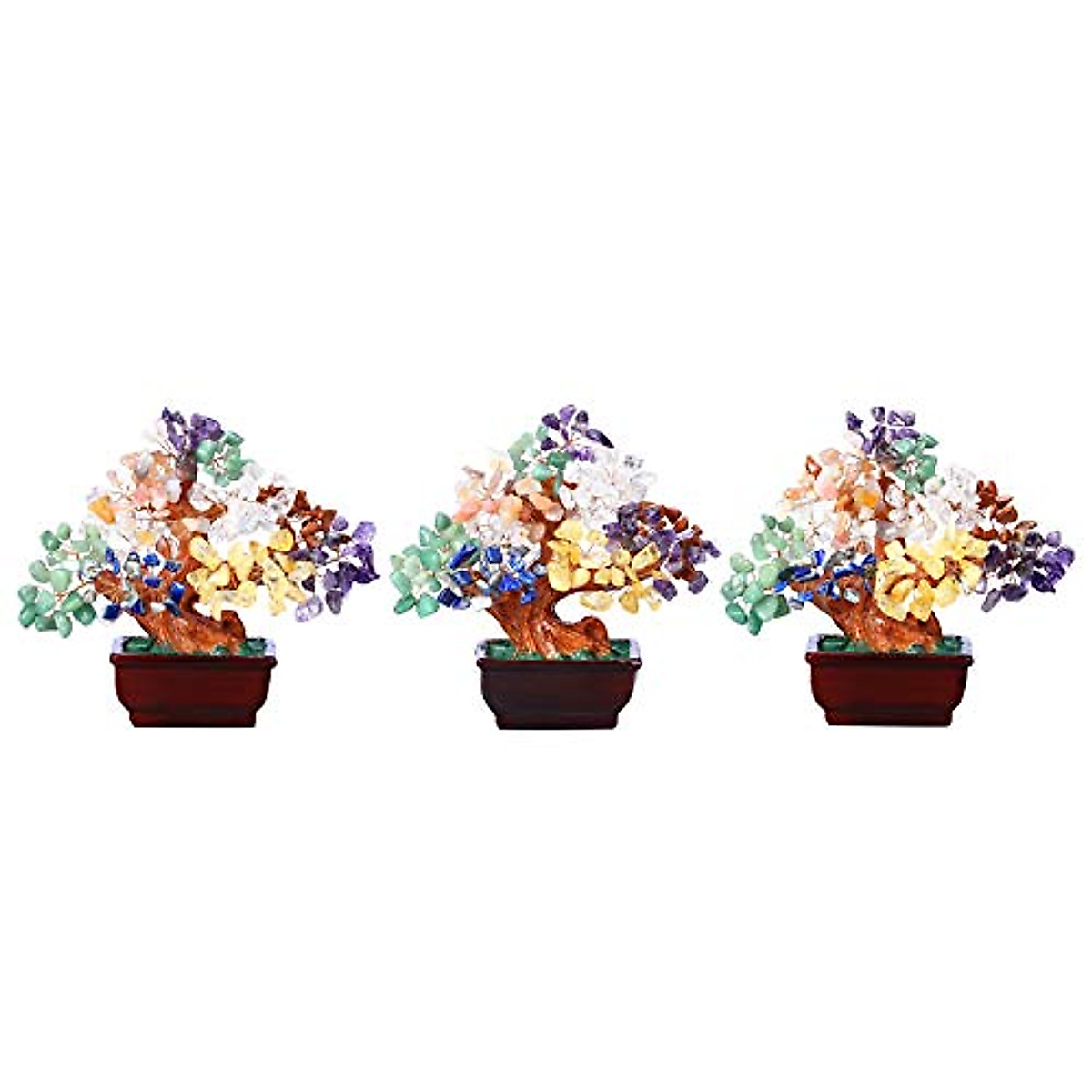 GEHECRST Natural 7 Chakra Crystal Gemstones Money Tree Reiki Healing Crystal Stones Bonsai Tree Home Office Feng Shui Decoration for Wealth, Health, Protection Gifts for Mom Mother’s Day 6.3"-6.7"