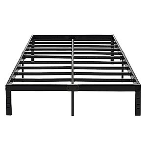 Eavesince Queen Bed Frame 14 Inch High Max 1000 Pound Heavy Duty Sturdy Metal Steel Queen Size Platform No Box Spring Needed Black