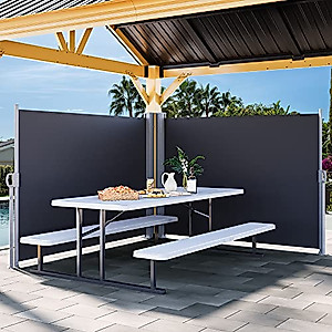 YITAHOME 118''X 78'' Retractable Side Awning Folding Privacy Screen Privacy Fence Waterproof UV-Resistant Privacy Awning Outdoor for Garden, Deck, Patio, Pools, Balcony, Gray