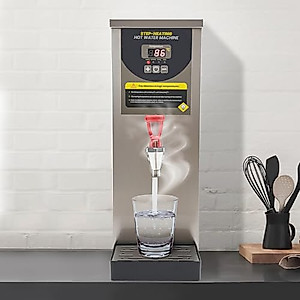 LOHISHILO Commercial Milk Frother 2000W 8L Electric Steam Milk Frothing Machine Steam Boiling Water Machine, Milk Foam Espresso Machine with LED Display for Coffee Milk Tea Dessert, Silver