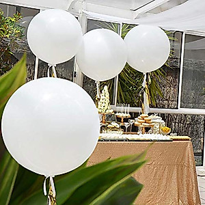 5 Big Balloons - 36 Inch Round Balloons - Extra Large & Thick Balloons Reusable Giant Latex Balloons for Wedding/Birthday Party Decorations, Photo Shoot and Festivals Christmas Decorations White