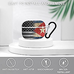 Vintage Black Ameriacn Cuban Flag Print Apple AirPods Pro Hard Case Protective Charging Cover with Keychain for Men Women