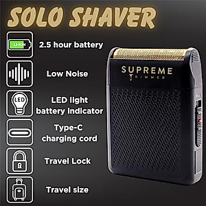 Supreme Trimmer SOLO | STF101 Single Foil Shaver |150 Min Runtime | USB-C Pocket Shaver for Barbers, Travel or Home use | Black