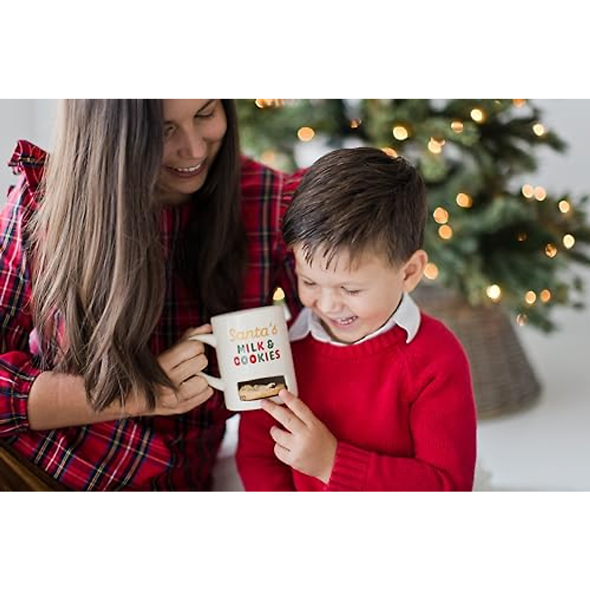 Pearhead Santa's Milk & Cookies Christmas Mug, Holiday Novelty Coffee Mug with Slot for Cookies, Holiday Home Décor, Microwave And Dishwasher Safe, Santa’s Milk & Cookies Mug, 9 Oz