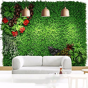 tonchean Grass Wall Panel 12PCS Artificial Hedge Panels 24 x 16inch Faux Greenery Wall Backdrop Topiary Fence Screen for Indoor Outdoor Decor Garden Fence Backdrop