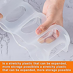 Portable Soda Can Organizer for Refrigerator Vertical Clear Plastic Fridge Soda Can Organizer with Removeable Handle Expandable Drink Beverage Holder Dispenser (Blue, 2)