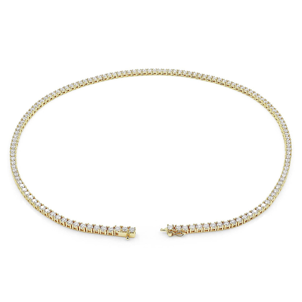 SAVEARTH DIAMONDS 3MM Round Cut Lab Created Moissanite Diamond 18" Long Chain Necklace In 14k Yellow Gold Over Sterling Silver Jewelry For Women (VVS1 Clarity, 13.70 Ct)