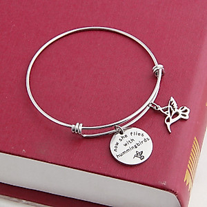 ENSIANTH Now She Flies with Hummingbirds Brcelet Hummingbird Memorial Jewelry Sympathy Gift for Her (Hummingbirds Bracelet)