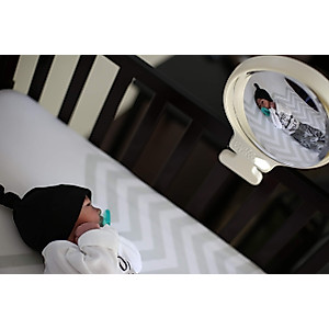Omie View Bassinet Mirror, 10.98x7.0x3.0 inches, Headrest Mount, Rectangular, Modern, Lighted, Baby Monitoring Accessory