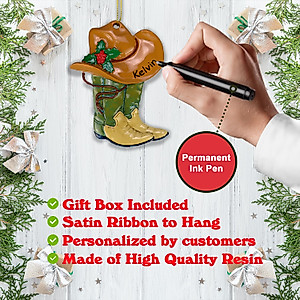 TRUMPETIC Cowboy Boot Ornament, Western Christmas Ornaments, Cowboy Christmas Ornaments, Cowboy Hat Ornament, Cowboy Boot Stocking, Cowgirl Ornament, Western Ornaments for Christmas Tree, Boots