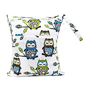 PandaEar (2 Pack Waterproof Wet Dry Bags Reusable Cloth Diaper | Multi-Functional Beach Travel Pool Yoga Gym Bag for Baby Items Swimsuits or Wet Clothes (Multi-Color 1)