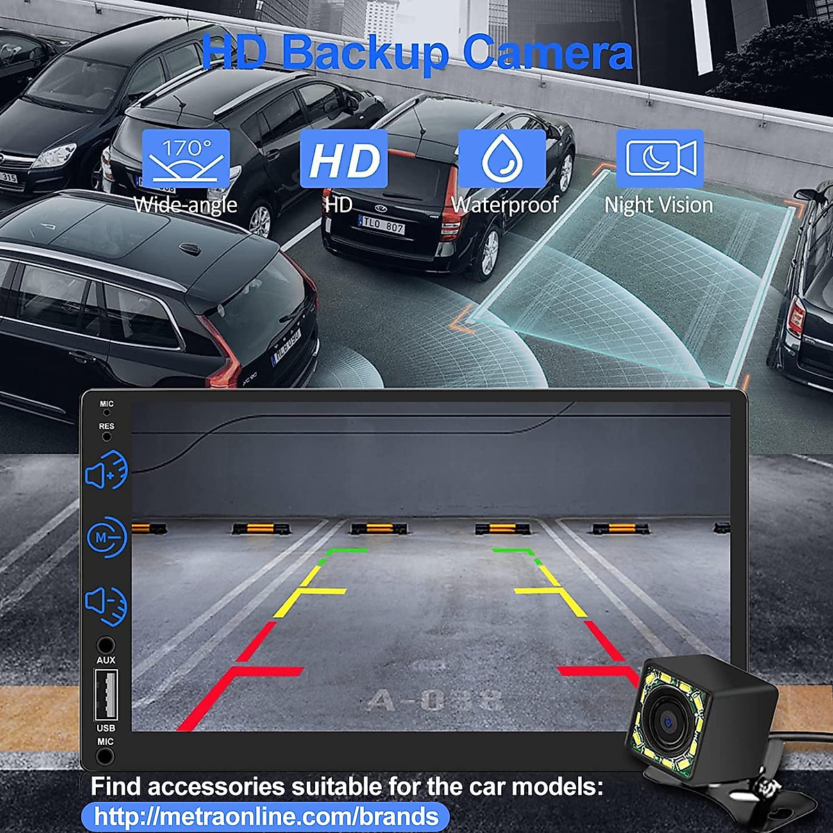 Double Din Car Stereo Radio Voice Control Apple Carplay & Android Auto,7 Inch Touchscreen Car Stereo,Car Radio Multimedia Player Bluetooth 5.2,Mirror Link,Backup Camera,Subwoofer, AM/FM Radio Receiver