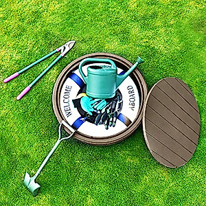 YITAHOME 33 Gallon Round Deck Box, Outdoor Storage Box for Patio Furniture,Patio Table for Cushion, Pool Accessories, Outdoor Toys, Waterproof Resin & Easy Assembly & Lightweight, Light Brown