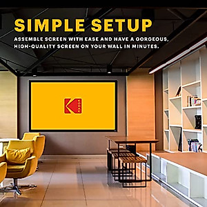 KODAK Projector Screen | 100” Fixed Frame Home Projection Screen with Black Velvet Frame, Durable PVC & Wall Mount Kit | 160° View Angle, 16:9, 1.1, Full HD 4K 8K & Active 3D Ready for Movies & Gaming