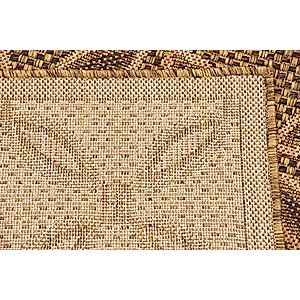 Unique Loom Outdoor Trellis Collection Area Rug - Spiral (2' 2" x 6' 1" Runner, Light Brown/ Brown)