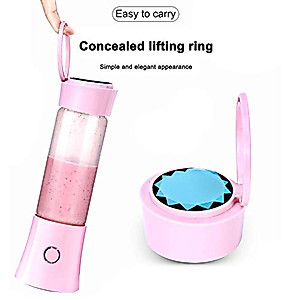 Toycol Portable Blender, Mini Personal Size Blenders for Smoothies and Shakes,Travel Juicer Cup Smoothie Maker with Updated 6 Blades USB Rechargeable Fruit Mixer with 4000mAh Battery16Oz Pink