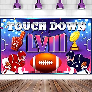 Large 71" X 43" Super Football Backdrop, Super Football Party Decorations 2024 Backdrop, Super Football Decorations 2024 Touchdown Banner, Super Football Party Supplies 2024 tineit
