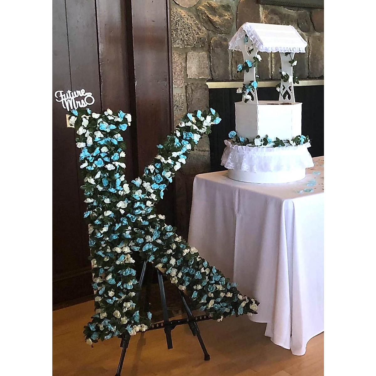 WEISPARK Fake Flowers - 4pcs 8.2 FT Artificial Rose Vine Flower Plants Hanging Rose Ivy for Home Hotel Office Wedding Party Garden Craft Art Décor (Blue&White)