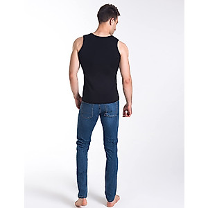 Locachy Men's Cotton Winter Warm Thermal Underwear Sleeveless Vest Fleece Lined Base Layer Tank Top Black L