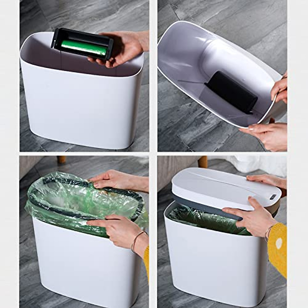 Kitchen Trash Can with Lid - Automatic Dustbin 2 Modes Touch Free ...