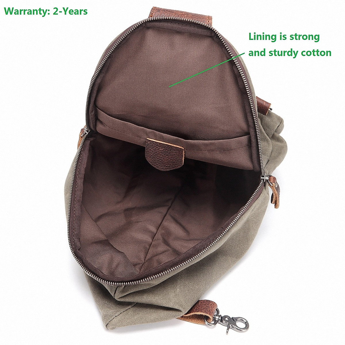 AOTIAN Unisex Sling Backpack Waxed Canvas Crossbody Bag 10 Liters, Army Green