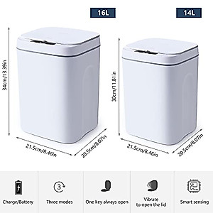 Smart Trash Can,Touchless Bathroom Trash Can with Lid,4.23 Gallon Motion Sensor Kitchen Garbage Can 16L Plastic Slim Trash Bin for Office,Living Room,Bedroom(No Battery) (16L, Blue)