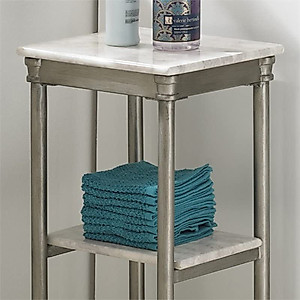 Home Styles The Orleans Three Tier Tower with Marble Laminate Shelves, Sturdy Powder-Coated Steel Frame