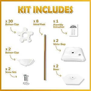 TEKXYZ Gold Balloon Stand Set of 2, 1 to 5.25 Ft Adjustable Metal Balloon Column for both Floor Stand and Table Centerpieces