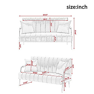 Yoluckea Modern Velvet Loveseat Sofa 60" Upholstered Small Sofa Couch with 2 Pillows & Gold Metal Legs Contemporary Living Room 2-Seat Sofa Love Seat for Dorm Apartment Small Space -Pink