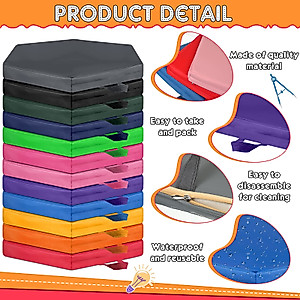 12 Pcs Floor Cushions Bulk for Classroom 15 Inch Colored Flexible Seating with Handle Soft Foam Floor Pillow Kids Floor Seats Cushion for Kids Adults Daycare School Home Office Chair (Hexagon)